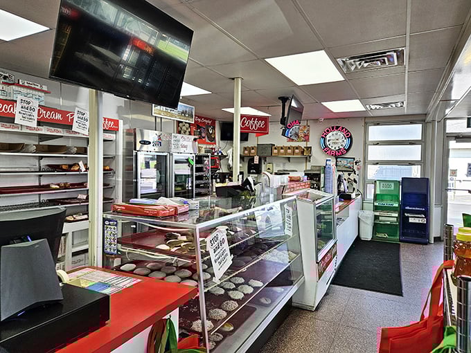 Step into a time capsule of comfort food! This cozy interior is where memories are baked and friendships are frosted. It's the Cheers of pastry shops.