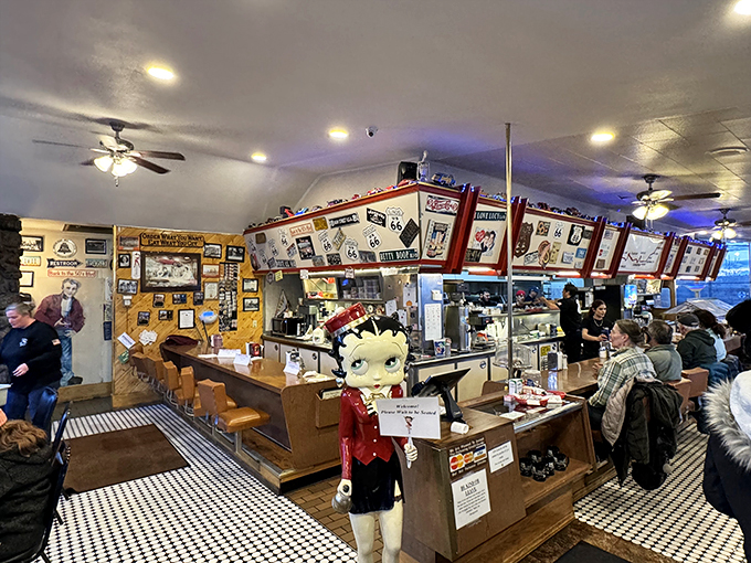 Step inside and travel back in time! The diner's interior is a treasure trove of Route 66 memorabilia, with more personality than a roadside attraction convention.