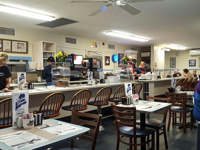 Step into a time machine! The retro counter and cozy booths transport you back to the golden age of diners, where conversations flow as freely as the coffee.
