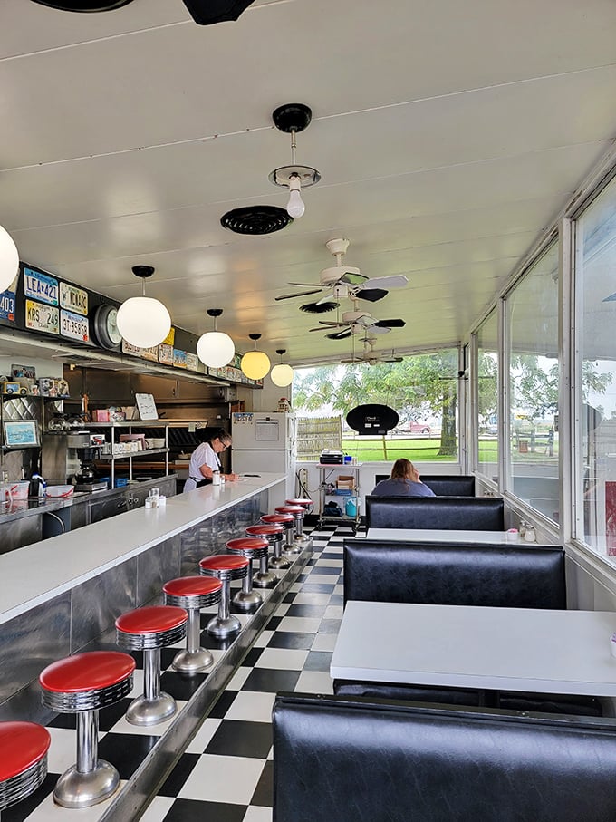 Step into a time machine disguised as a diner. With its checkerboard floor and red stools, you'll swear you hear Elvis on the jukebox.