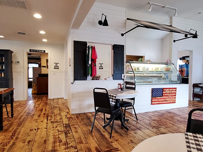 Rustic wooden floors and simple furnishings tell you immediately: this place prioritizes what's on your plate, not what's hanging on the walls.