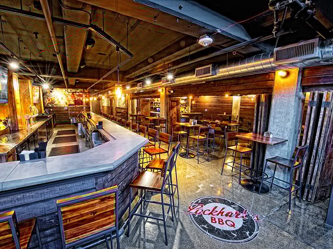 Step inside and let the aroma of smoked meats guide you. It's like walking into a lumberjack's dream, with a dash of modern flair.