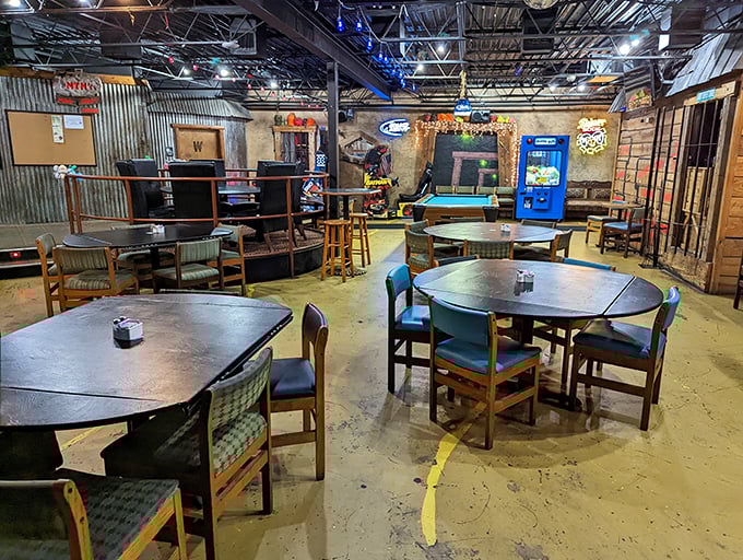 Step inside and prepare for sensory overload! The eclectic interior is a mishmash of eras, pop culture, and pure imagination.