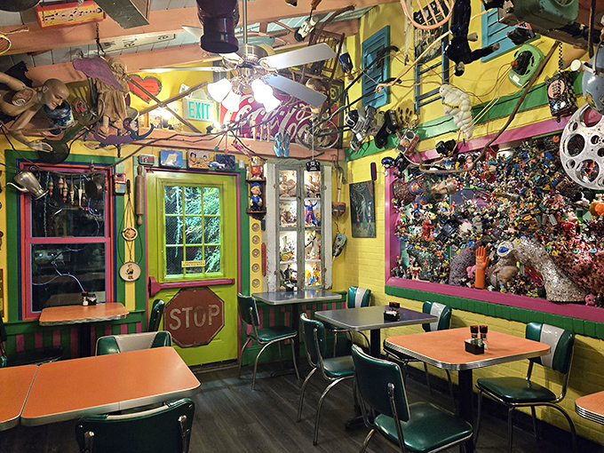 Toy Story meets diner chic! The interior is a whimsical wonderland where your inner child and hungry adult can dine in harmony.
