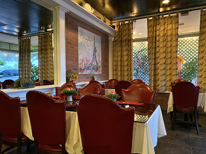 Step inside and voil&agrave;! You're transported to a cozy French caf&eacute;, complete with Eiffel Tower art and chairs that whisper, "Sit, stay awhile."