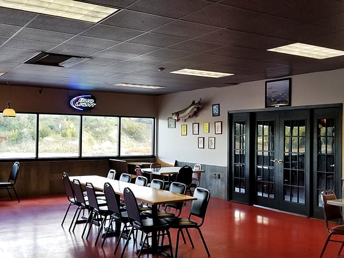 Step inside and embrace the no-frills charm. With its red floor and mounted fish, it's like your favorite uncle's man cave &ndash; if your uncle were a culinary genius.