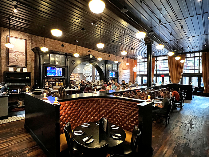 Step into a burger lover's paradise. This industrial-chic interior is where comfort food meets sophistication.