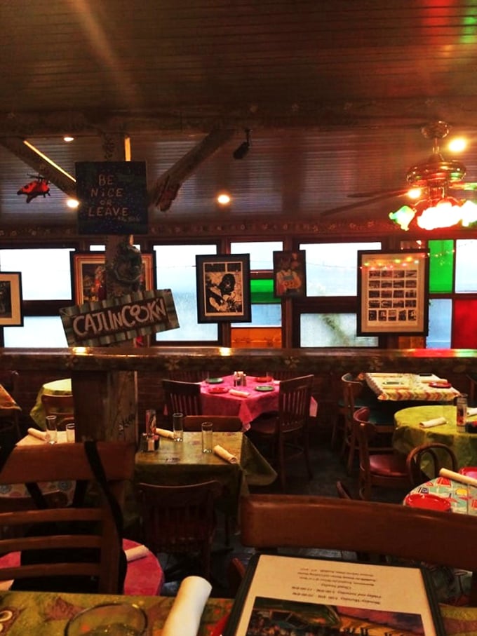 "Step inside, where kitsch meets cuisine!" The interior of Jacques-Imo's is a visual feast that rivals the actual menu. It's like your eccentric aunt's attic, but with better food.