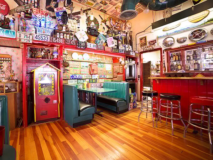 Step inside and prepare for sensory overload! This isn't just a diner; it's a museum of Americana where every nook tells a story and every cranny holds a surprise.