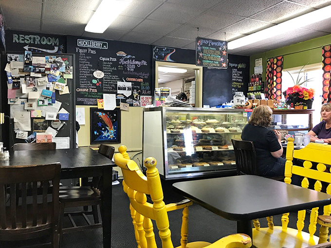 Step into a cozy time capsule where pies reign supreme and every chalkboard scribble promises delicious adventures.