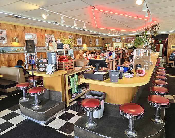 Step into a time warp where retro charm meets modern appetite. This diner's counter is where memories are made and calories are gleefully ignored.