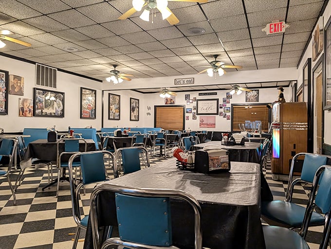 Step into a time warp where Elvis is king and calories don't count. This checkerboard floor has seen more toe-tapping than a sock hop!