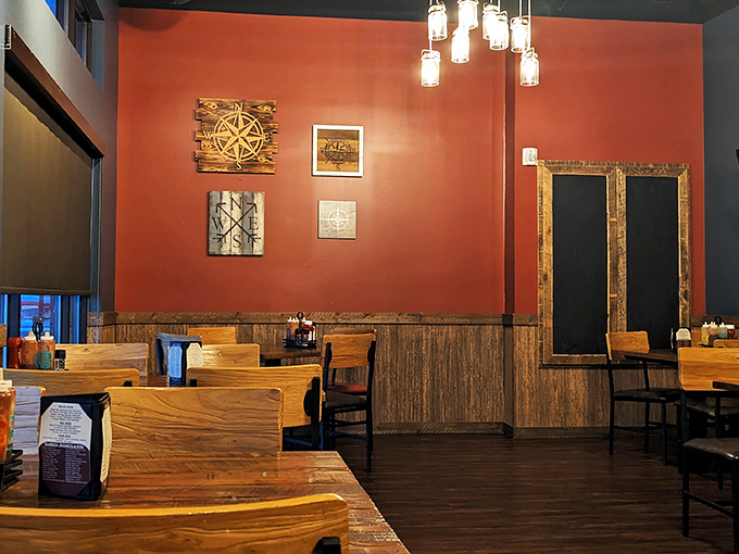 Step inside and feel the warmth wash over you like a gentle tide. This cozy interior blends nautical charm with Midwest hospitality.