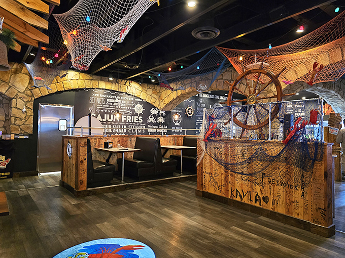 Step inside and you're transported to a whimsical underwater world. It's like dining in Poseidon's man cave, minus the trident-wielding god.