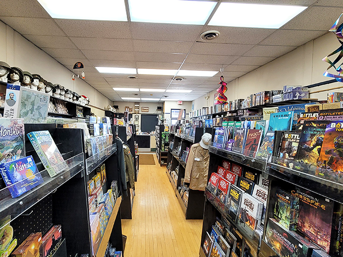 Behold the bibliophile's dream! Rows upon rows of books create a labyrinth of literary treasures waiting to be discovered.