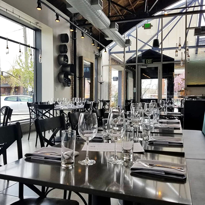 Step into a space where industrial chic meets maritime charm. It's like a New England fish market decided to vacation in a trendy SoHo loft.