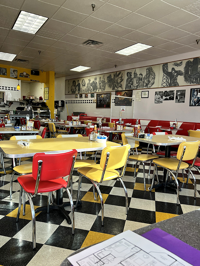 Step inside and be transported to a world of cherry-red booths and checkered floors. It's like "Happy Days" meets "Diners, Drive-Ins and Dives"!