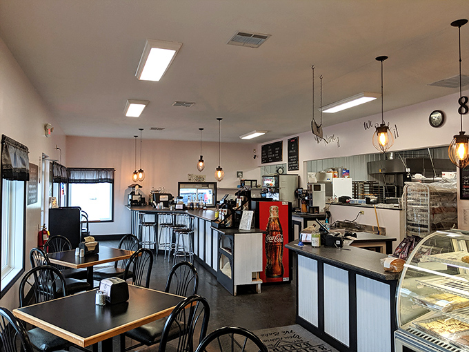 Step into sweetness! The cozy interior of 8 Sisters Bakery is a perfect blend of rustic charm and modern comfort, inviting you to stay awhile.