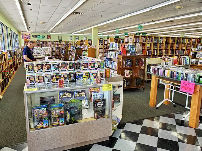 Behold the labyrinth of literature! Rows upon rows of books create a maze where getting lost is half the fun.