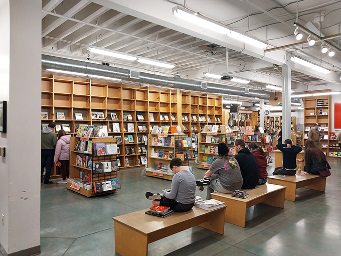 Imagine if your dream library had a love child with a cozy living room. That's Powell's interior &ndash; inviting, vast, and filled with endless possibilities.