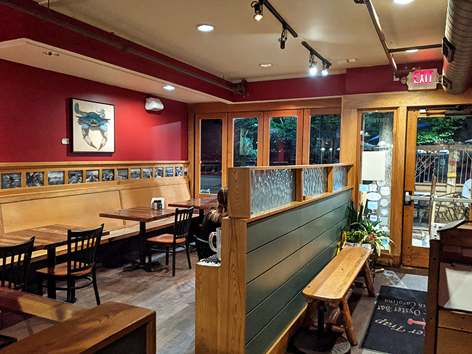 Step inside and feel the warmth wash over you. With its cozy wooden accents and nautical touches, it's like a New England fishing village took a vacation in Asheville.