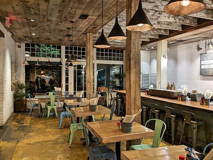 Step inside and feel the maritime magic. This rustic-chic interior whispers tales of the sea, making landlocked St. Louis feel like a seaside escape.