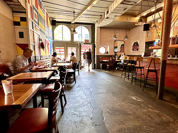 Step inside and feel the nautical vibes wash over you. It's like a chic fisherman's hangout meets Brooklyn cool.