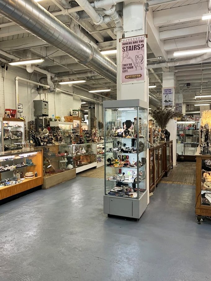 "Where are the stairs?" Just one of the quirky signs that'll guide you through this labyrinth of nostalgia. Keep your eyes peeled for more witty wayfinders as you explore.