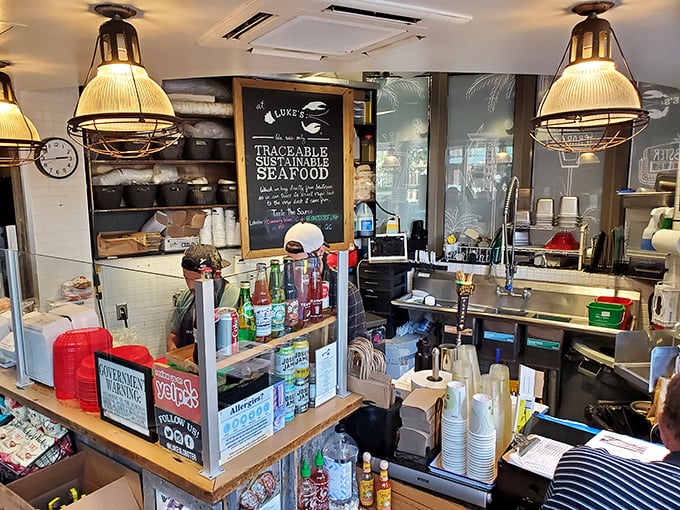 Step inside and you're transported to a cozy seaside shack. The chalkboard menu and nautical decor make you forget you're in a mall!