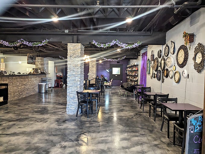 Step into a whimsical world where time stands still. This interior is part Alice in Wonderland, part cozy coffee shop, and 100% Instagram-worthy. #ClockCollectionGoals