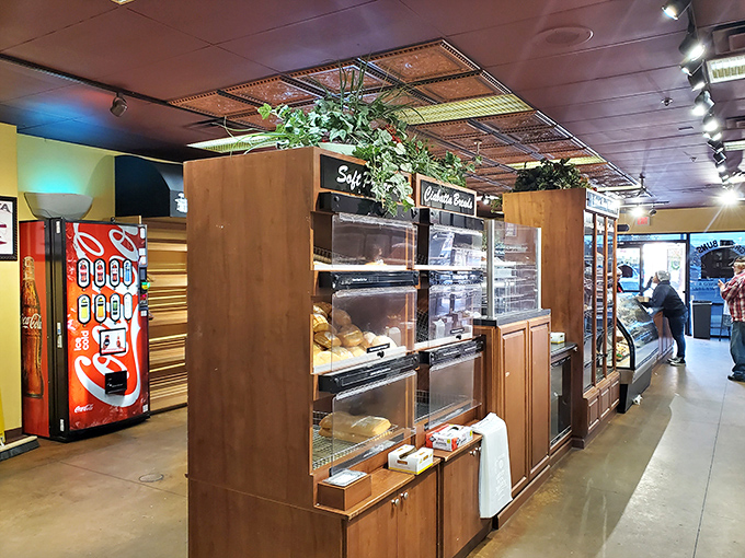 Step into a wonderland where calories don't count and happiness is measured in layers of pastry. This bakery's interior is like Willy Wonka's factory, but for grown-ups with a bread addiction.