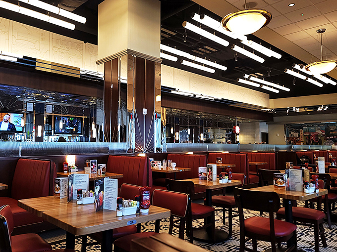 Step inside and travel through time! The Silver Diner's interior is a perfect blend of nostalgia and contemporary comfort, like a '50s sock hop with Wi-Fi.