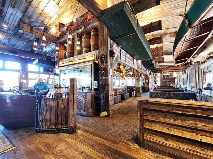 Step inside and you're transported to a maritime wonderland. It's like Captain Ahab's attic had a love child with a cozy Midwest cabin.