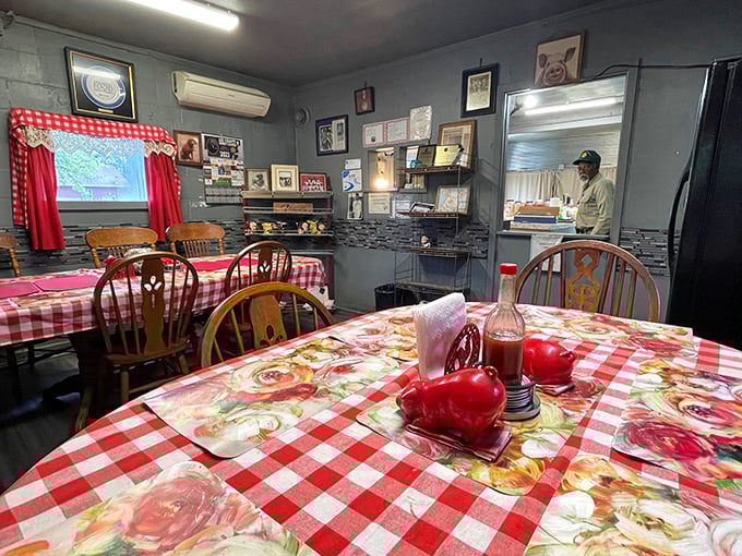 Step into a time capsule of flavor! The diner's interior is a cozy museum of barbecue history, with checkered tablecloths that have probably witnessed more sauce spills than a Tide commercial.