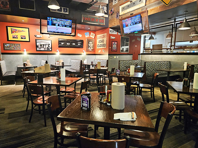 Step into a burger lover's dream! The interior of Bad Daddy's is a perfect blend of modern chic and nostalgic charm, like your cool uncle's man cave got a hipster makeover.