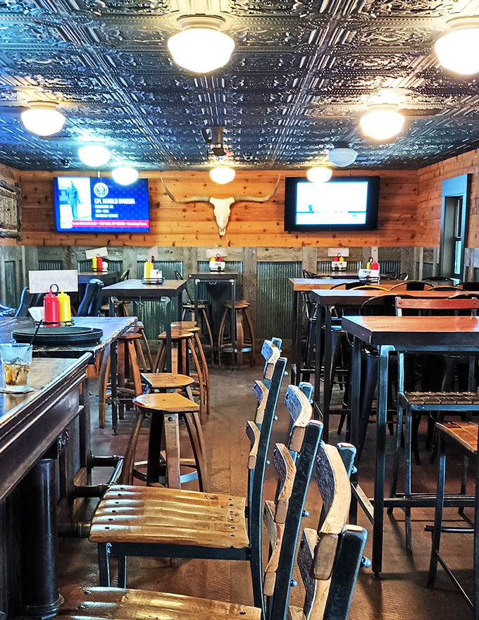 Step inside and saddle up! The tin ceiling and wooden walls transport you to a time when cowboys roamed and prime rib ruled the range.
