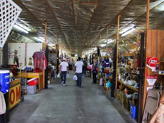 Long corridors lined with vendor booths create a treasure-hunter's paradise where one person's castoffs become another's prized possessions.
