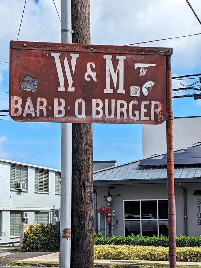 Talk about truth in advertising! This sign's been around longer than some TV shows, and it's still nailing the elevator pitch.