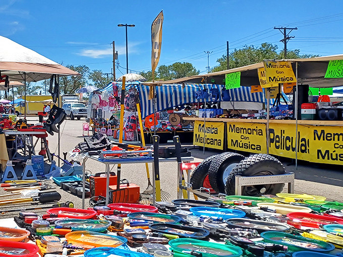 Colorful canopies and eclectic wares – it's like someone spilled a rainbow over a garage sale, and we're all invited to the party.