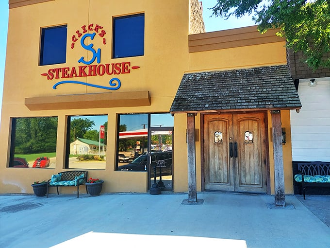 Yeehaw for steaks! Click's rustic charm whispers tales of perfectly grilled beef and cowboy-sized appetites.