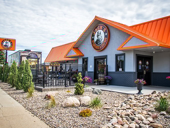 Yeehaw meets ahoy! Jack's Steakhouse & Seafood's orange-roofed charm invites you to saddle up for a surf-and-turf showdown in Bismarck.
