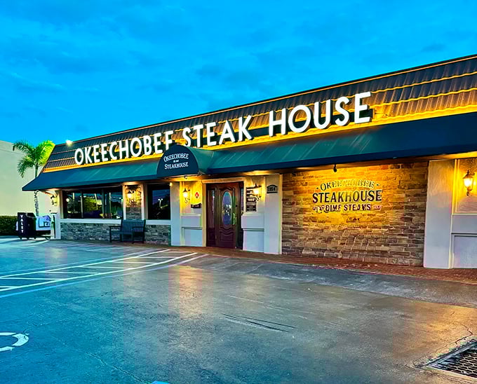 Okeechobee Steakhouse: Where 'prime' isn't just a grade, it's a way of life. Surf's up? More like turf's up!