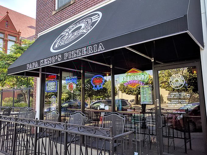 Papa Keno's black awning signals you've arrived at the promised land of slices bigger than your head.