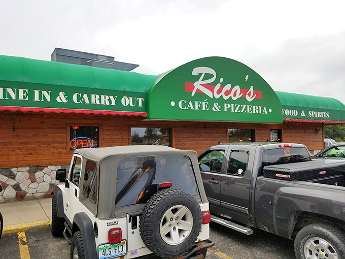 Rico's: Where "Food & Spirits" isn't just a sign, it's a way of life. This cozy spot looks like it could be the set for a heartwarming Hallmark movie about pizza.