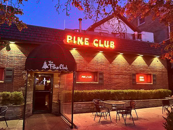 The Pine Club: Where time stands still, but the steaks keep coming. Neon dreams and beef supreme.