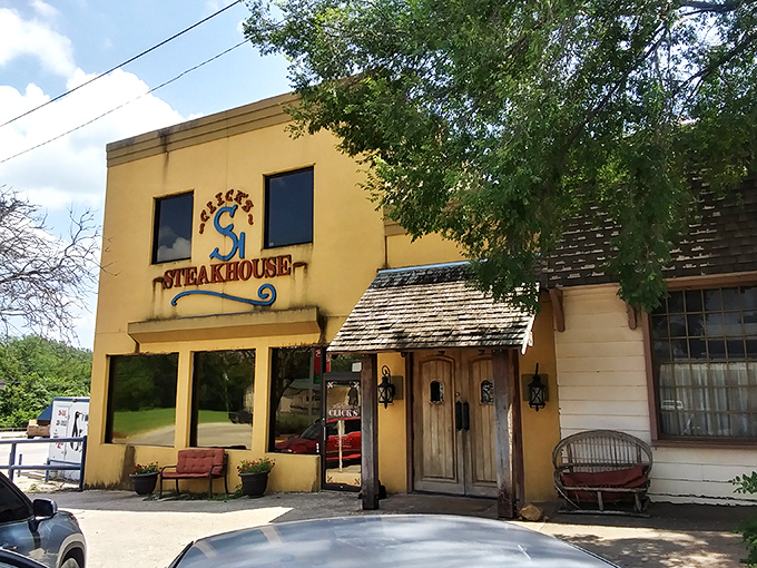 Old West meets juicy steaks! Click's exterior is like a time machine to when cattle drives and hearty meals ruled.