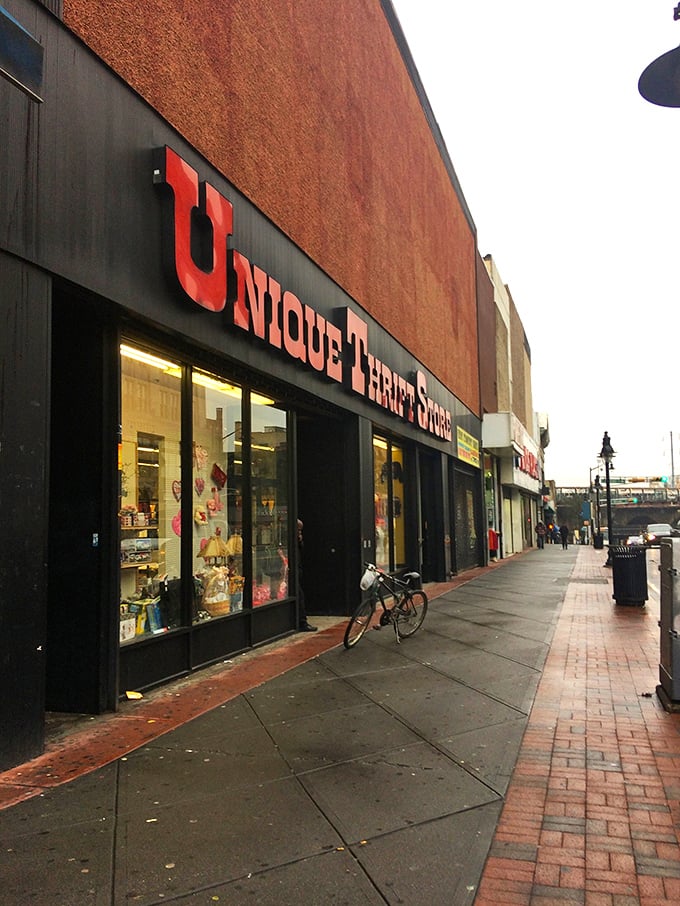 Step into a time machine of fashion! Unique Thrift Store's storefront promises a journey through decades of style and unexpected finds.