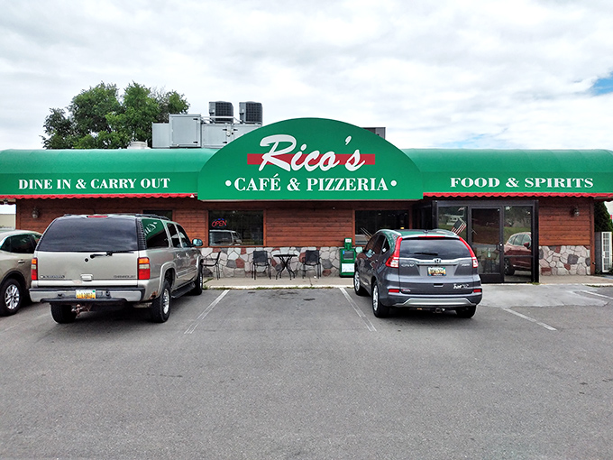 Rico's exterior is as inviting as a warm hug from your favorite aunt. It's the kind of place that makes you want to cancel your plans and stay for "just one more slice."