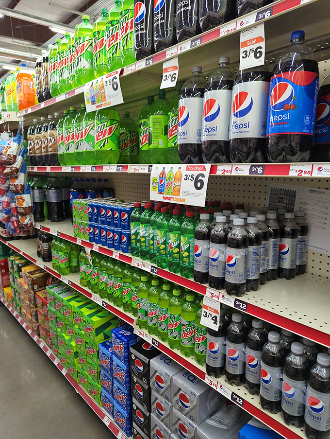 The soda aisle: where Wyoming's thirst meets wallet-friendly satisfaction. Three for $6 might be the best deal since Alaska Purchase.