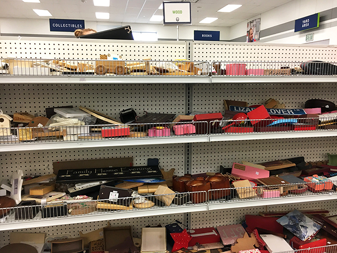 From kitschy knick-knacks to potential heirlooms, this aisle is a time machine of tchotchkes. Indiana Jones would have a field day here!